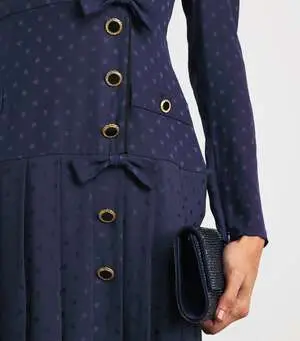 Alessandra Rich Silk Pleated Midi Dress
