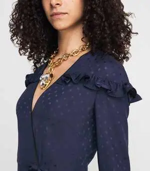 Alessandra Rich Silk Pleated Midi Dress