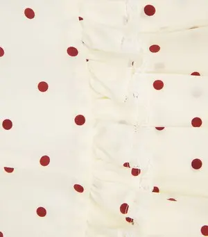 Alessandra Rich Polka Dot Silk Midi Dress With Lace Collar