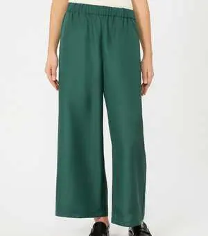 Max Mara Silk Wide-leg Trousers - Green