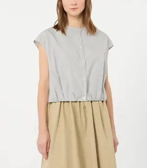 Max Mara Collarless Stripe Shirt