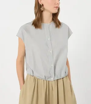 Max Mara Collarless Stripe Shirt