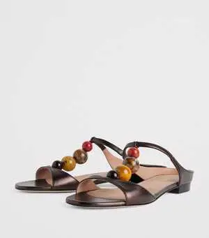 MALONE SOULIERS Metallic Leather Lena Sandals - Brown