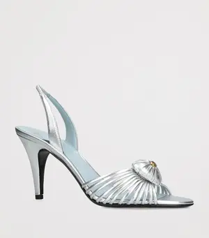 Valentino Garavani Metallic Leather Slingback Heels 85 - Silver