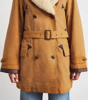 Polo Ralph Lauren Canvas Shearling Trim Ranch Coat