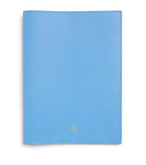 Harrods Leather Refillable Sleeve And Notepad - Blue
