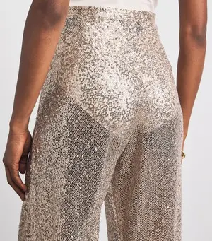 TALLER MARMO Sequin Marlene Palazzo Trousers - Silver