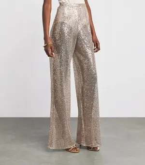 TALLER MARMO Sequin Marlene Palazzo Trousers - Silver