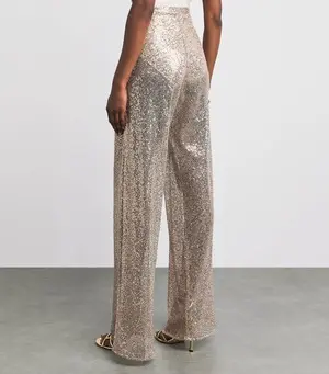 TALLER MARMO Sequin Marlene Palazzo Trousers - Silver