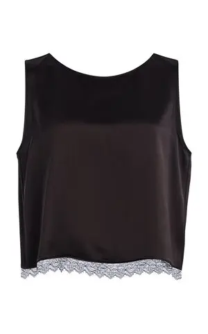 LESET Barb Lae-trimmed Satin Cropped Top - Brown