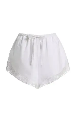 ROTATE BY BIRGER CHRISTENSEN Cotton Drawstring Shorts With Lace Cuffs - White