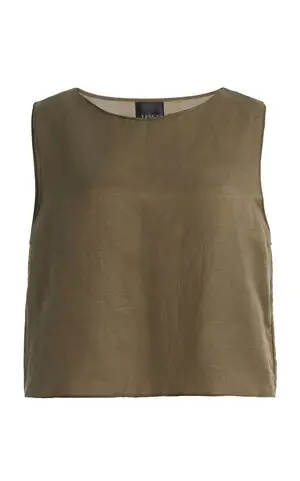 LESET Daniel Cropped Linen-blend Top - Green