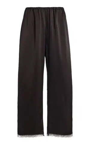 LESET Barb Lace-trimmed Satin Crop Pants - Brown