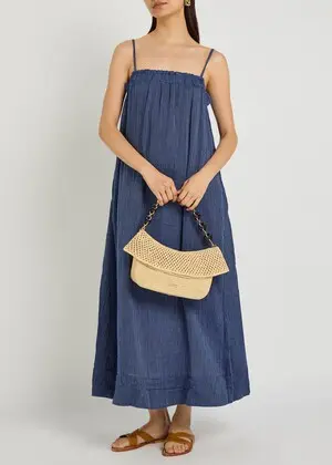 Eileen Fisher Striped Organic Cotton Midi Dress