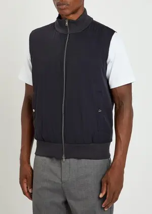 Herno Padded Stretch-shell And Cotton-knit Gilet
