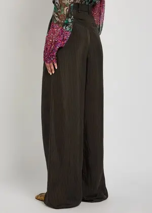 Dries Van Noten Penn Pinstriped Wide-leg Woven Trousers - Dark Brown