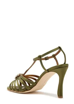 Manolo Blahnik Crystal-embellished Satin Sandals