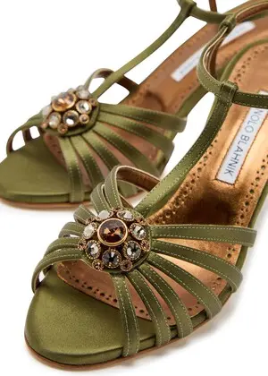 Manolo Blahnik Crystal-embellished Satin Sandals