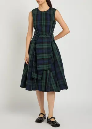 JW Anderson Seersucker Checked Midi Dress - Green