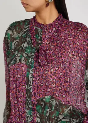 Dries Van Noten Cenvy Printed Silk-georgette Blouse