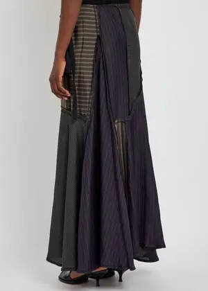 MAISON MARGIELA Panelled Striped Satin Midi Skirt