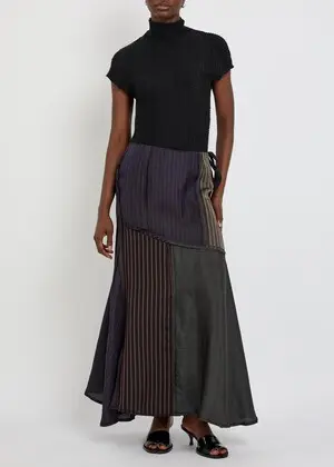 MAISON MARGIELA Panelled Striped Satin Midi Skirt