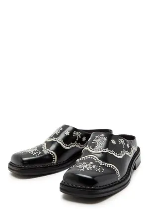 Simone Rocha Embroidered Leather Mules