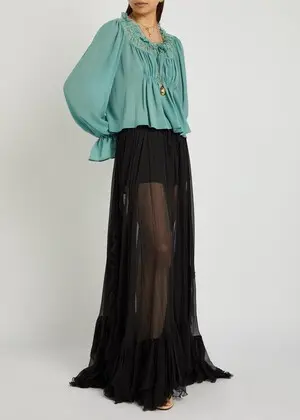 Chloé Ruffled Sheer Silk-chiffon Maxi Skirt
