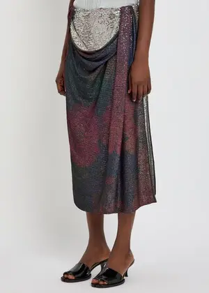 MAISON MARGIELA Draped Printed Sequin Midi Skirt