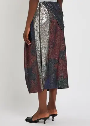 MAISON MARGIELA Draped Printed Sequin Midi Skirt