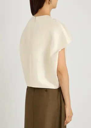 HEIRLOME Lulu Cropped Slubbed Silk Top