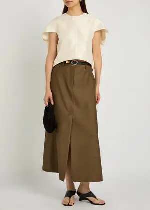 HEIRLOME Lulu Cropped Slubbed Silk Top