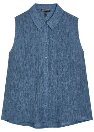 Eileen Fisher Sleeveless Crinkled Woven Shirt