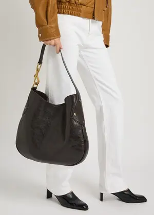 Mulberry Hackney Glossed Grained Leather Shoulder Bag