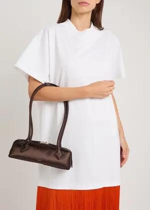 Alaïa Le Teckle Small Satin Shoulder Bag - Brown