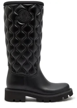 Moncler Kickstream High Quilted Rubber Wellington Boots - Black