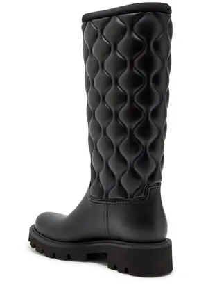 Moncler Kickstream High Quilted Rubber Wellington Boots - Black