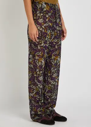 Dries Van Noten Pachas Printed Chiffon Trousers