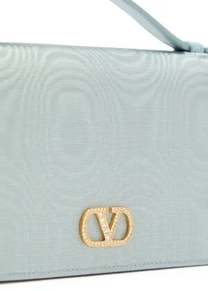 Valentino Garavani Crystal-embellished Vlogo Moiré Wallet-on-chain