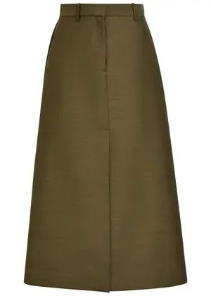 HEIRLOME Lara Wool And Silk-blend Midi Skirt