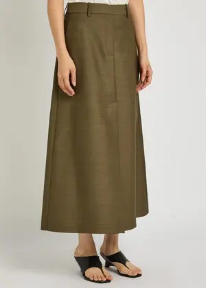 HEIRLOME Lara Wool And Silk-blend Midi Skirt