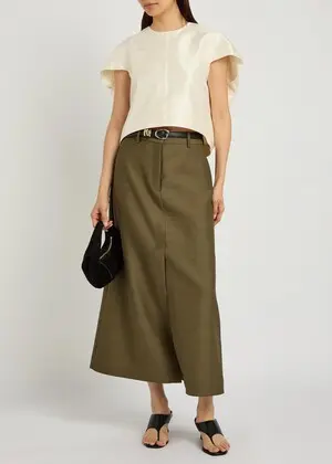HEIRLOME Lara Wool And Silk-blend Midi Skirt