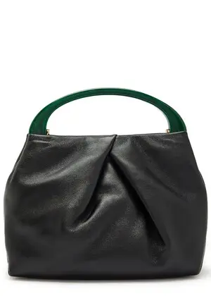 Dries Van Noten Crisp Leather Top Handle Bag - Black