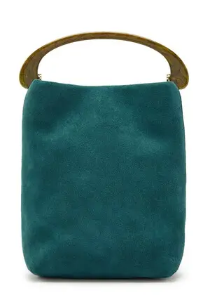 Dries Van Noten Crisp Suede Top Handle Bag - Teal
