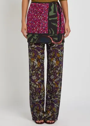Dries Van Noten Gabrinas Printed Satin Mini Wrap Skirt - Multicoloured