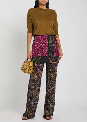 Dries Van Noten Gabrinas Printed Satin Mini Wrap Skirt - Multicoloured