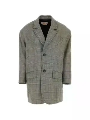 Marni Check-pattern Oversized Blazer - Grey