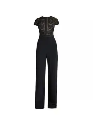 Tadashi Shoji Cyran Lace-panelled Jumpsuit - Black