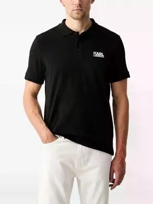 Karl Lagerfeld Logo-print Short-sleeve Polo Shirt - Black