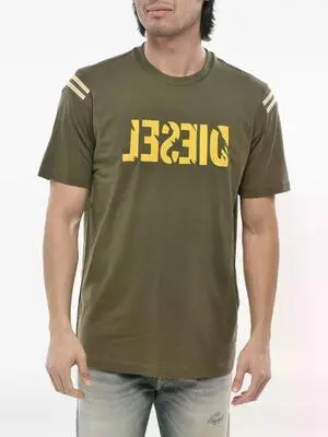 DIESEL® T-just-rib Logo-print Striped-shoulder T-shirt